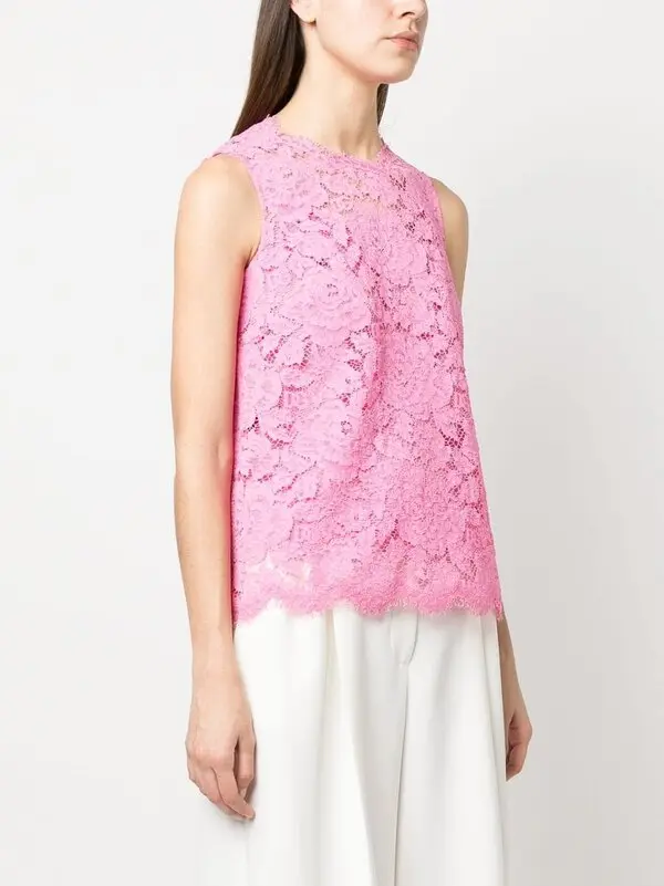 Dolce & Gabbana Floral Lace Top - Pink