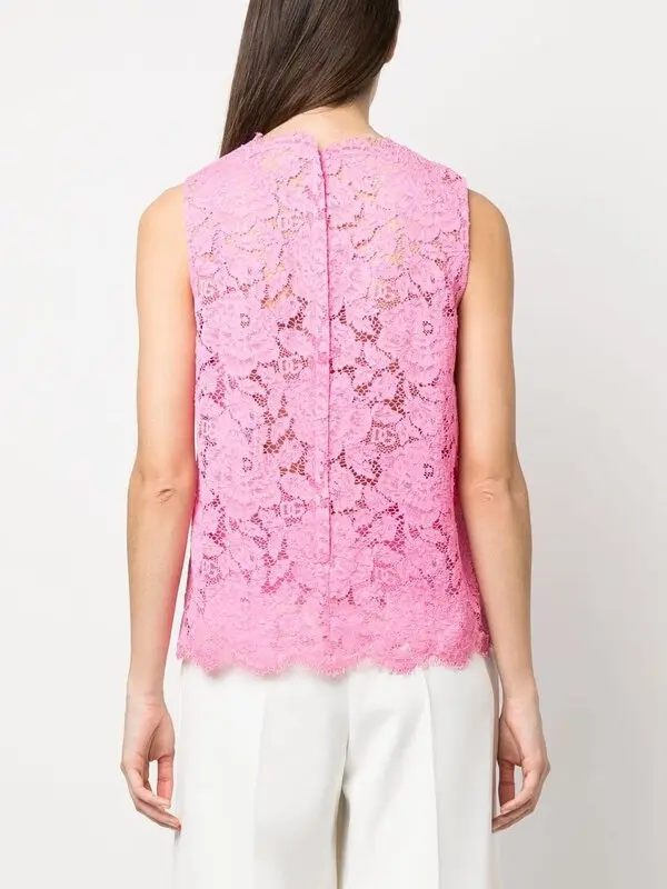 Dolce & Gabbana Floral Lace Top - Pink