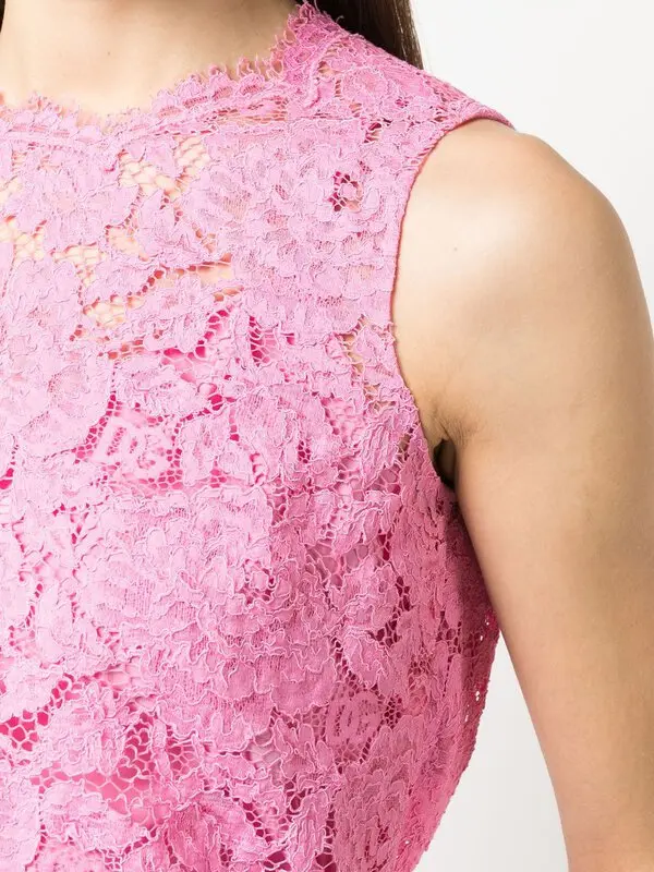 Dolce & Gabbana Floral Lace Top - Pink