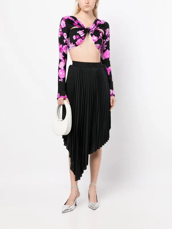 Coperni Floral-print Cropped Top - Black