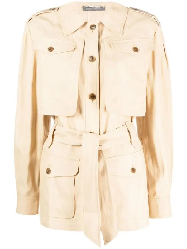 Alberta Ferretti Flap-pocket Belted Jacket - Neutrals