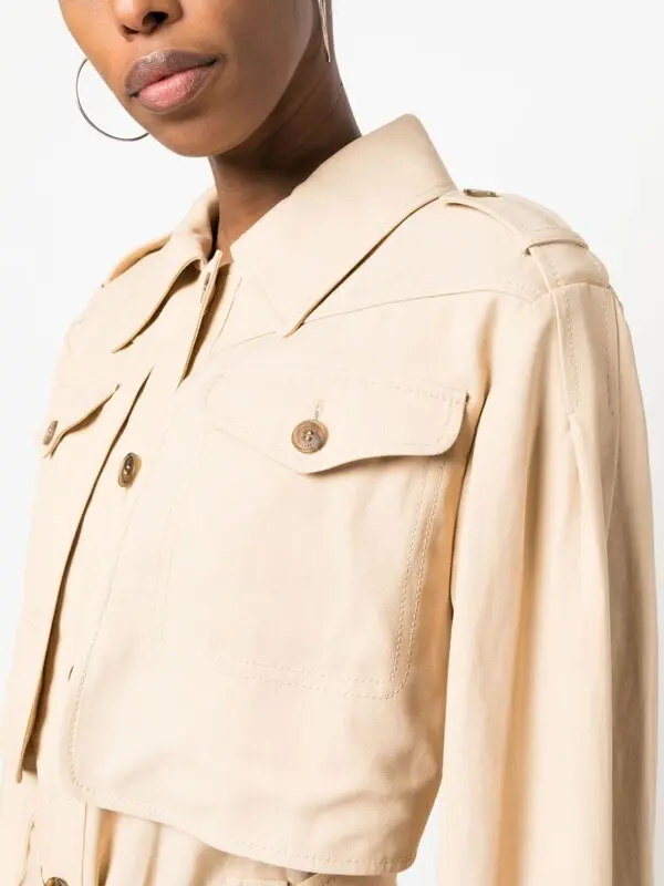 Alberta Ferretti Beige Linen Blend Belted Jacket