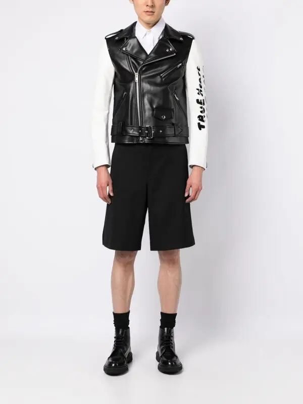 BLACK COMME DES GARÇONS Contrasting-sleeves Biker Jacket