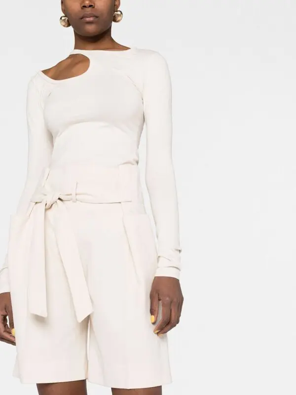 TOTEME Belted High-waist Shorts - Neutrals