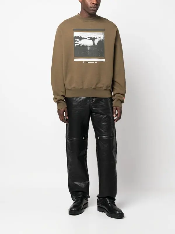 Heron Preston Logo-patch Bird-print Cotton Sweatshirt