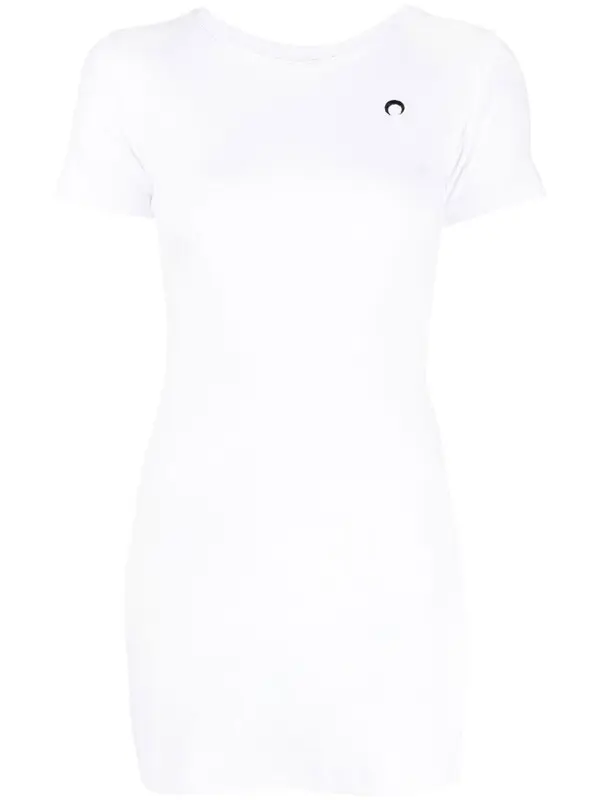 MARINE SERRE Fine-ribbed Organic Cotton T-shirt Dress - White