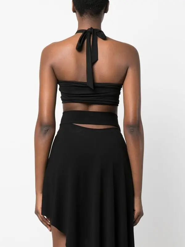 Alexandre Vauthier Embellished Ring Halterneck Crop Top
