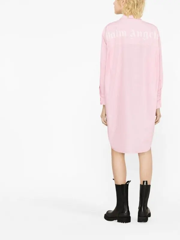 Palm Angels Long-sleeve Shirt Dress - Pink
