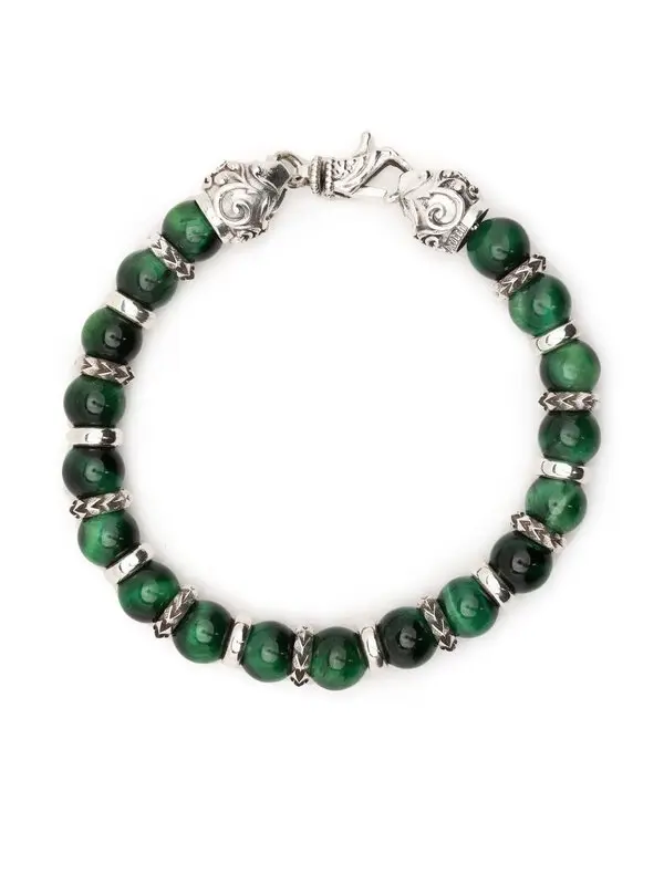 Emanuele Bicocchi Tiger Eye Beaded Bracelet - Green