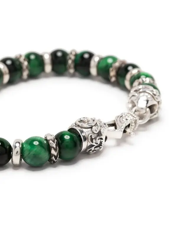 Emanuele Bicocchi Tiger Eye Beaded Bracelet - Green