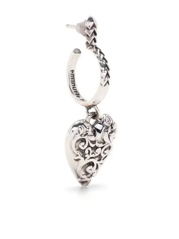 Emanuele Bicocchi Arabesque Heart Earring - Silver