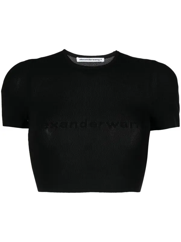 Alexander Wang Cropped T-shirt With Logo Detail - Blue