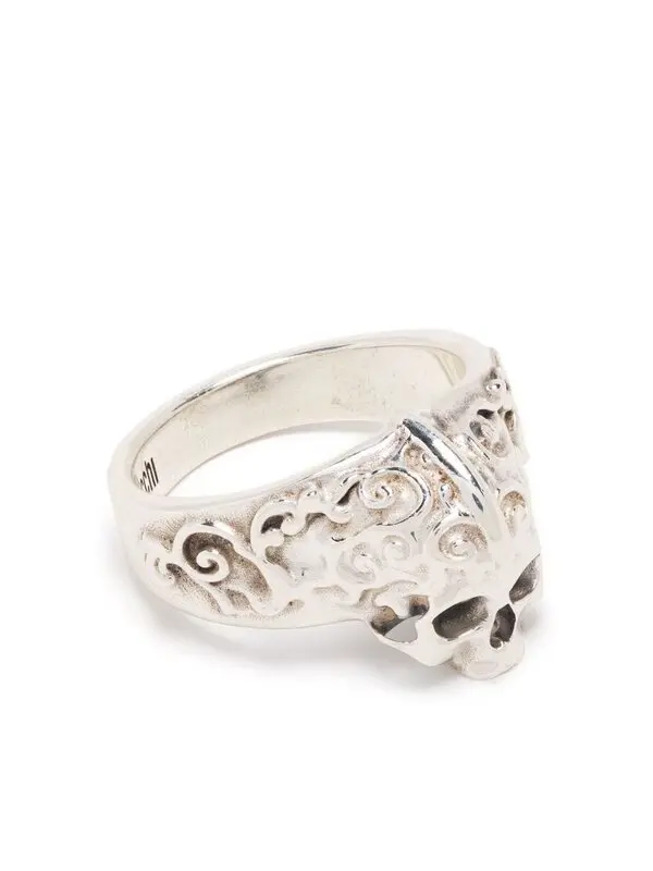 Emanuele Bicocchi Arabesque Skull Ring - Silver