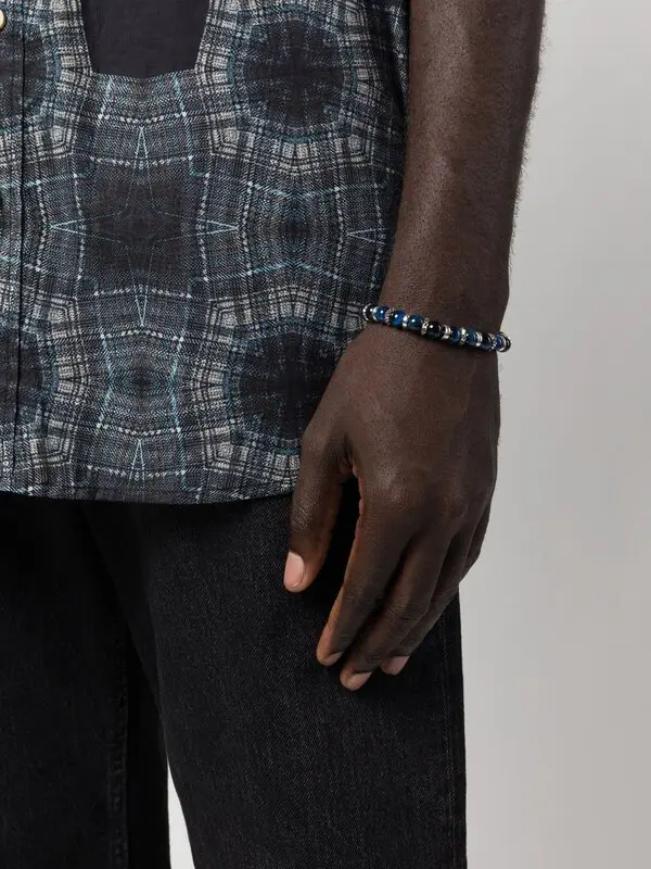 Emanuele Bicocchi Tiger Eye Beaded Bracelet - Silver