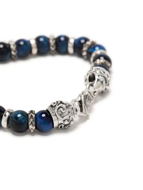 Emanuele Bicocchi Tiger Eye Beaded Bracelet - Silver