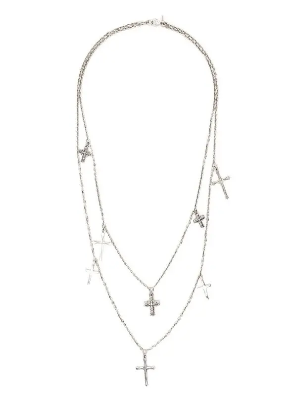 Emanuele Bicocchi Crosses Double Chain Necklace - Silver