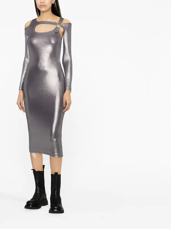 Versace Metallic Cut-out Midi Dress