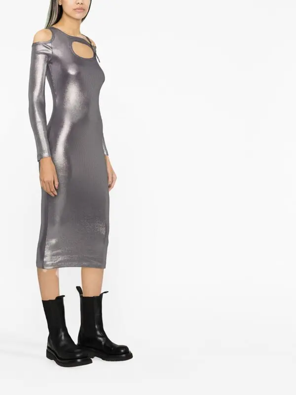 Versace Metallic Cut-out Midi Dress