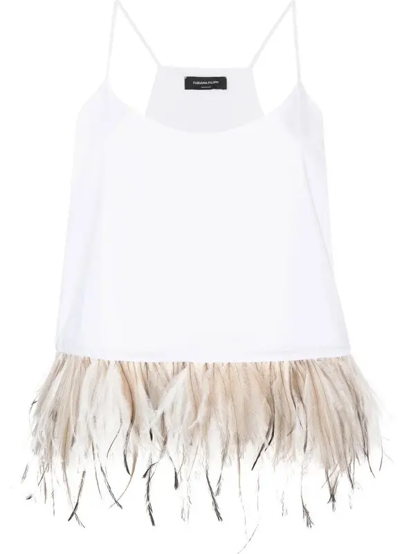 Fabiana Filippi Feather-trim Top - White