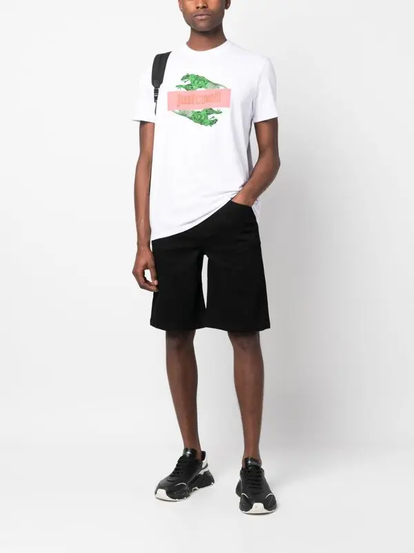 Versace Logo-patch Denim Shorts
