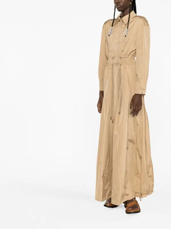 Alberta Ferretti Taffeta Maxi Dress With Drawstring Waist