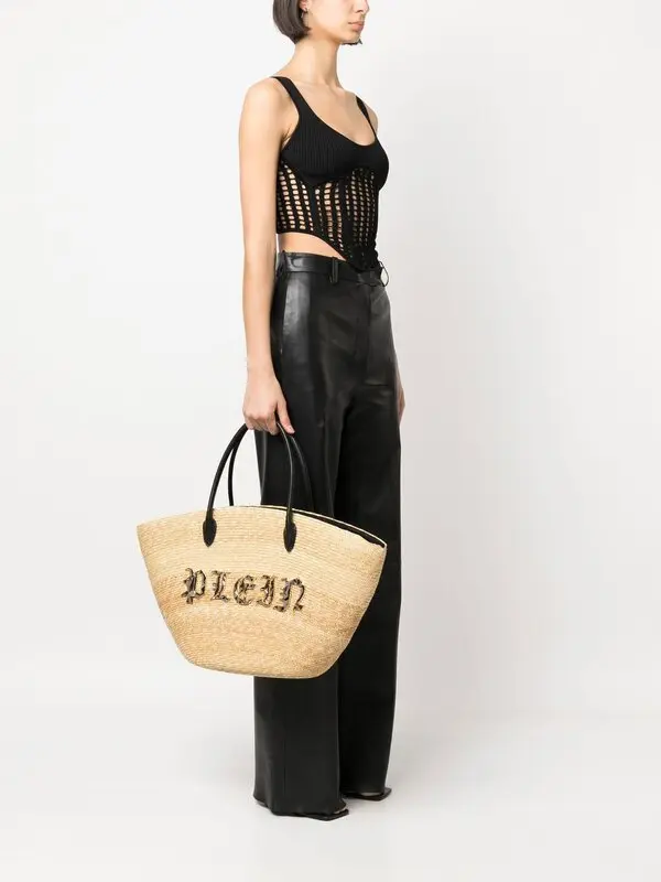 Philipp Plein Gothic Plein Woven Basket Tote