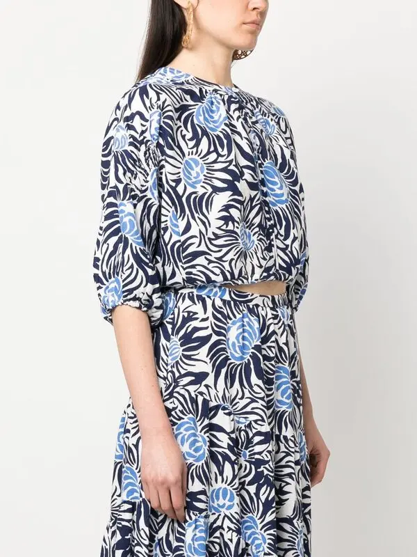 Diane Von Furstenberg Floral-print Cropped Top - White