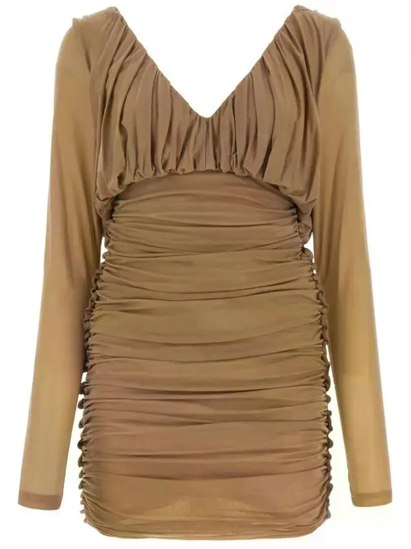 Saint Laurent V-neck Minidress - Neutrals