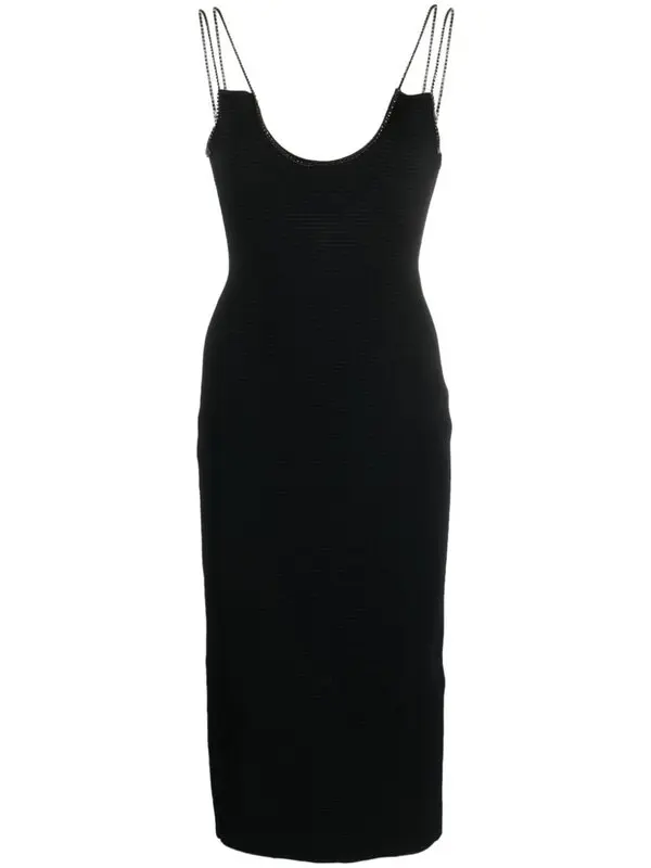 Herve Leger Ribbed Knit Crystal-embellished Midi Dress
