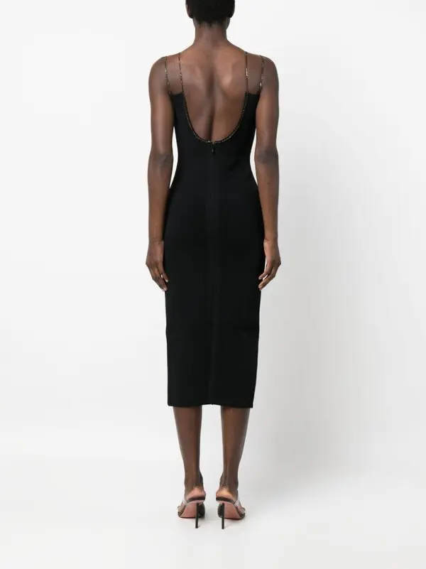 Herve Leger Ribbed Knit Crystal-embellished Midi Dress