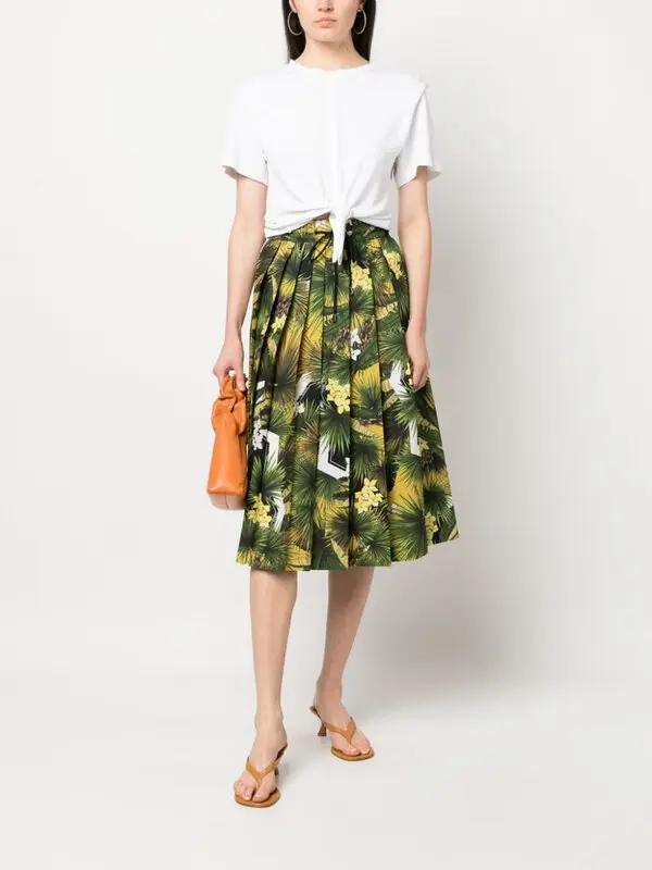 Iceberg Tropical-print Pleated Skirt