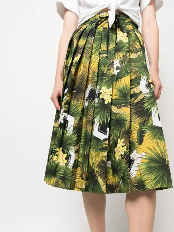 Iceberg Tropical-print Pleated Skirt