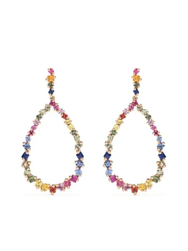 SUZANNE KALAN 18kt Rose Rainbow Sapphire Drop Earrings - Gold