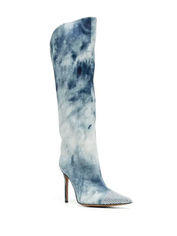 Alexandre Vauthier 105mm Snow-printed Denim Boots