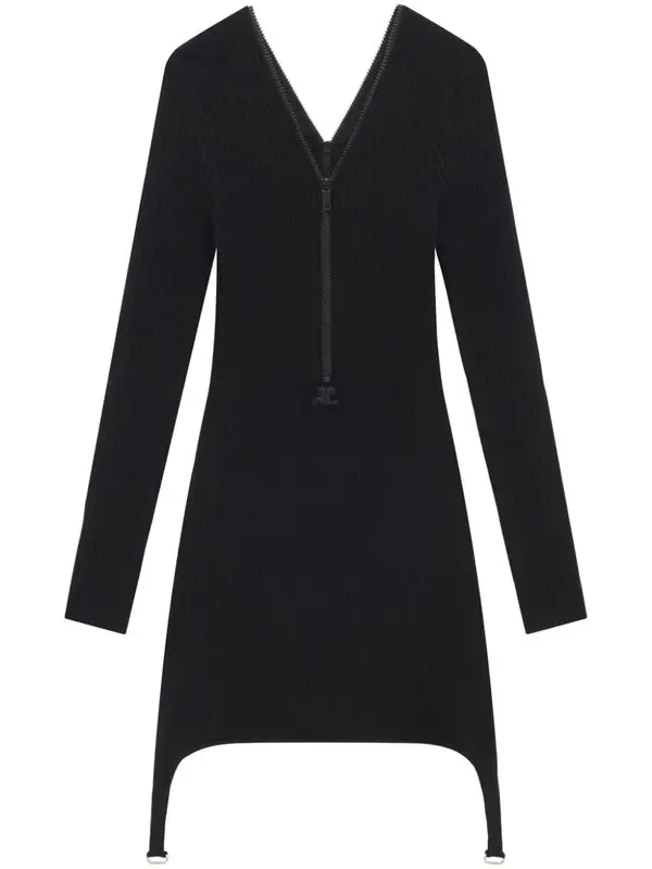 COURREGES Ribbed-knit Zip-up Dress