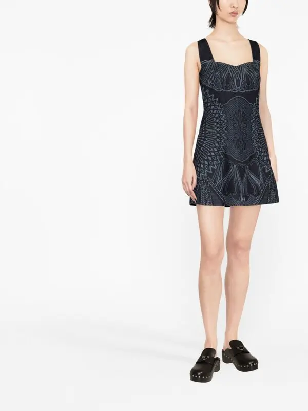 Alberta Ferretti Geometric Print Stretch-cotton Denim Dress