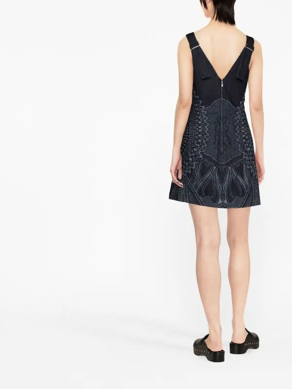 Alberta Ferretti Geometric Print Stretch-cotton Denim Dress