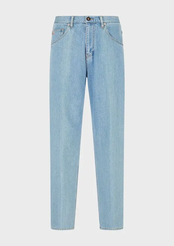 Emporio Armani J73 Loose-Fit Hemp-Blend Denim Jeans 90% Cotton 10