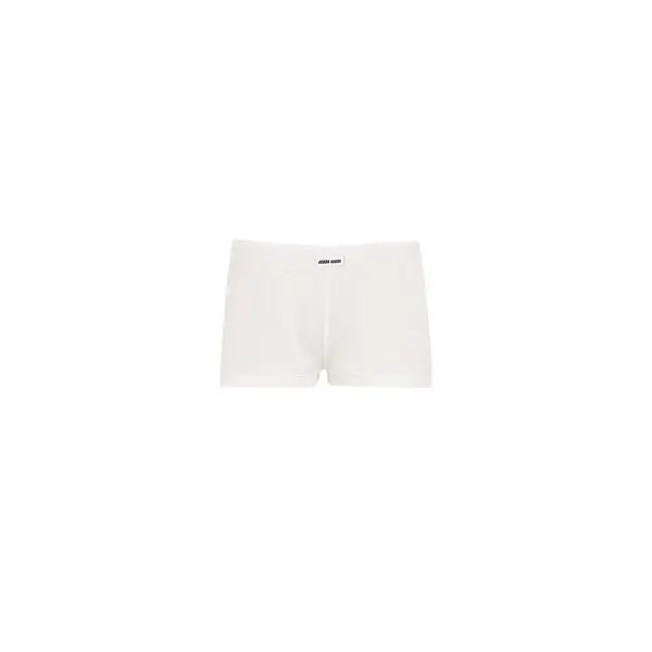 Miu Miu Ribbed Knit Boxer Shorts - White