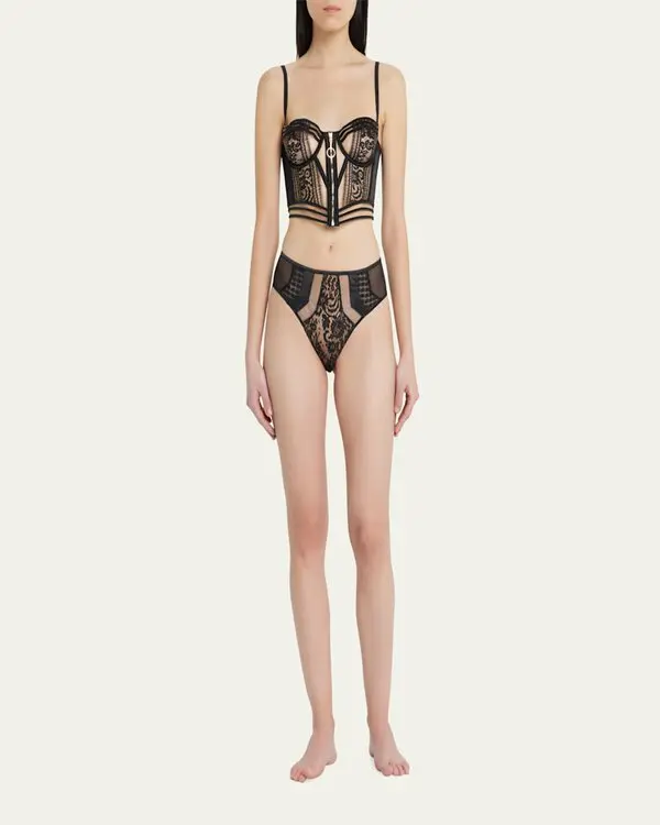 LIVY Macy High-rise Lace & Mesh Briefs
