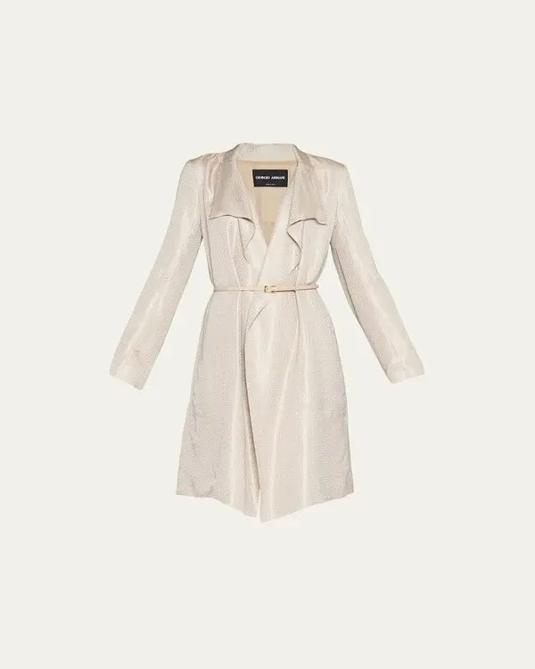 Giorgio Armani Metallic Wrap Coat With Leather Belt