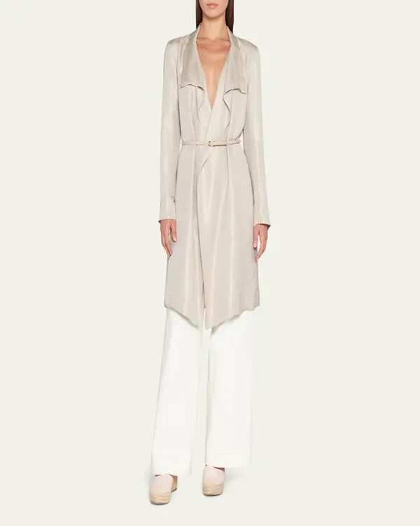 Giorgio Armani Metallic Wrap Coat With Leather Belt