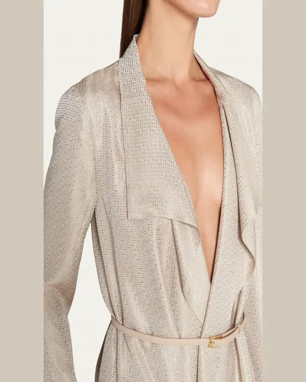 Giorgio Armani Metallic Wrap Coat With Leather Belt