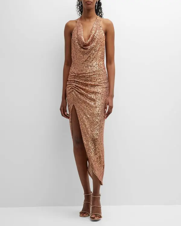 In The Mood For Love Pauline Sequin Midi Dress In Bronze - 59% Off |  Editorialist