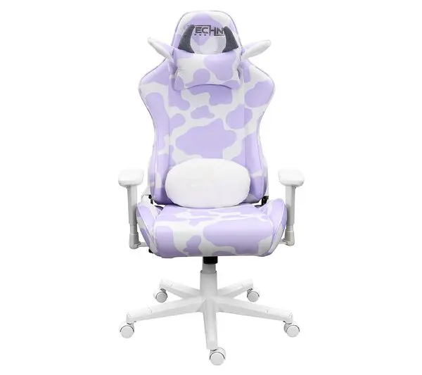TECHNI SPORT Cow Print Memory Foam Adjustable P Gaming Chair - One-color