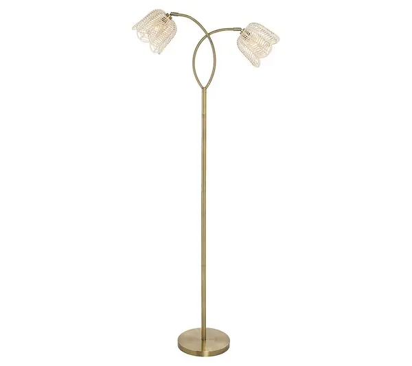RIVER OF GOODS 67.5'h Metal Floor Lamp With Rat An Shades - One-color
