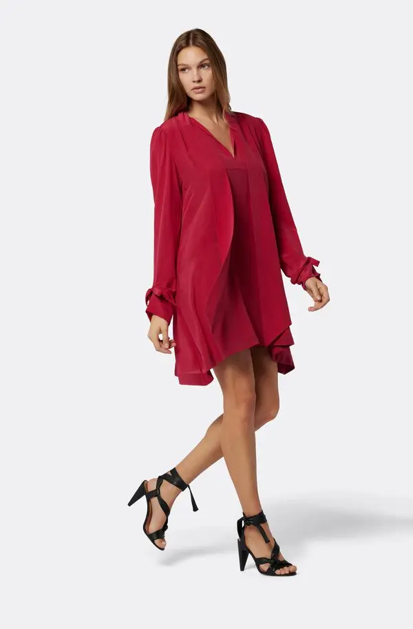 joie red dress Joie Molly Silk Mini Dress Small S Dark Red Faux Wrap