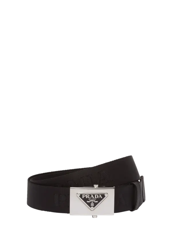 Prada Triangle Logo Nylon Belt - Blue | Editorialist display picture 3