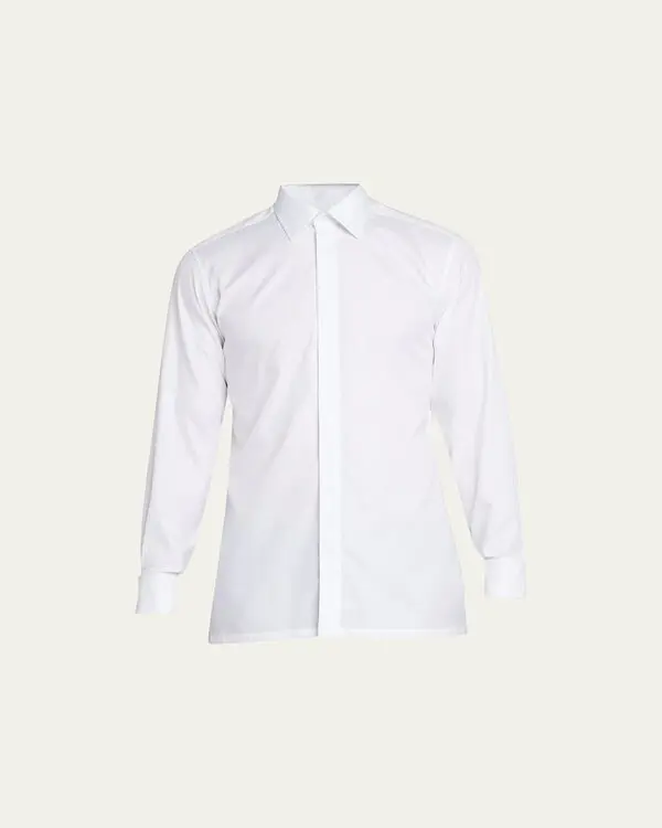 Charvet Slim Fit Covered Placket Dress Shirt - White