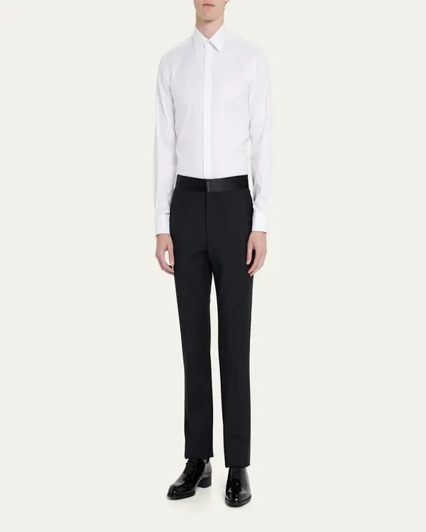 Charvet Slim Fit Covered Placket Dress Shirt - White